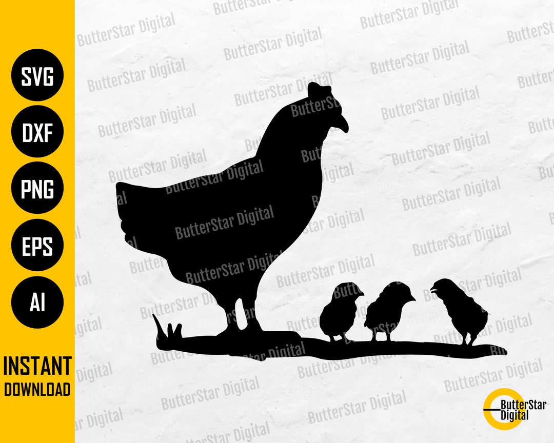 Hen and Chicks Silhouette SVG | Farm SVG | Cricut Cutout Cutting File ...