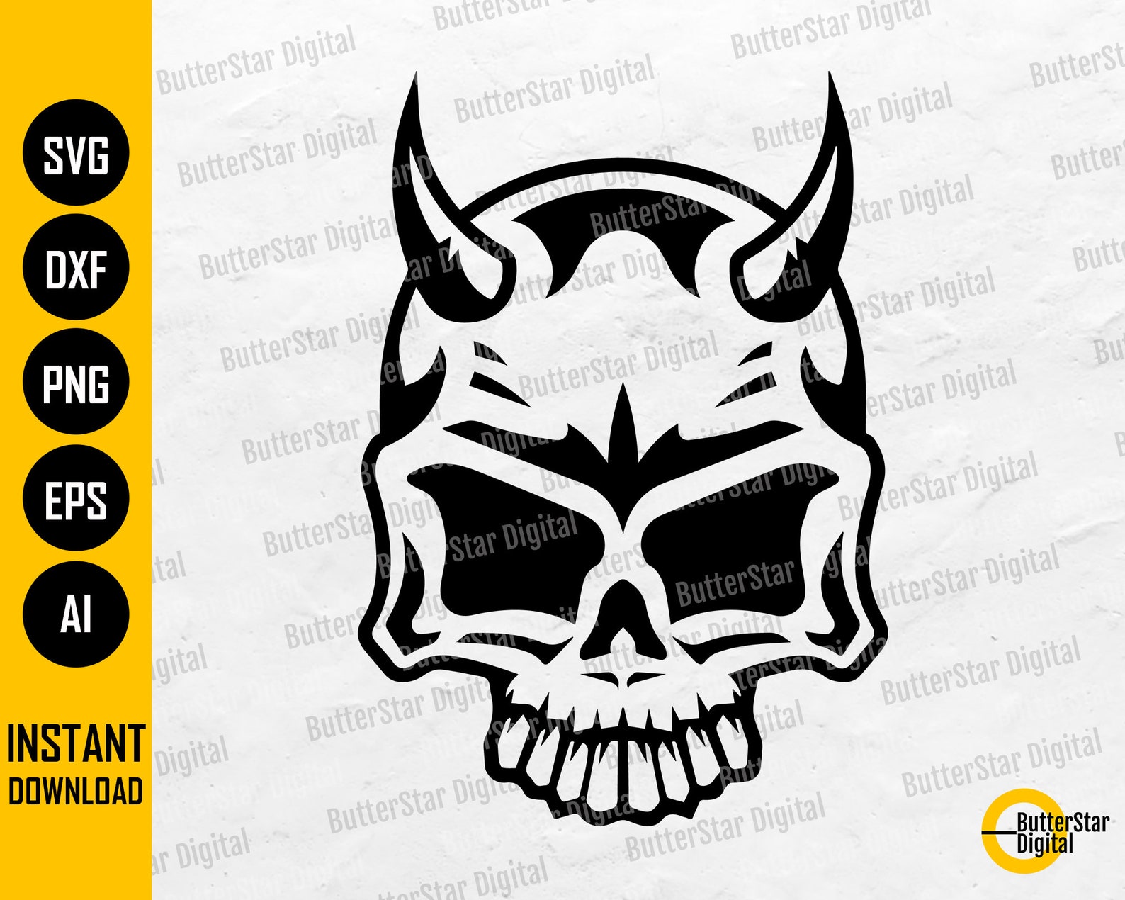 Devil Skull SVG Evil Skeleton SVG Gothic Hell Demon Decal - Etsy
