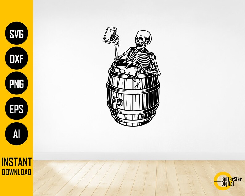 Beer Barrel Skeleton SVG | Party Alcoholic Drink Bar Pub Keg Mug Bottle ...