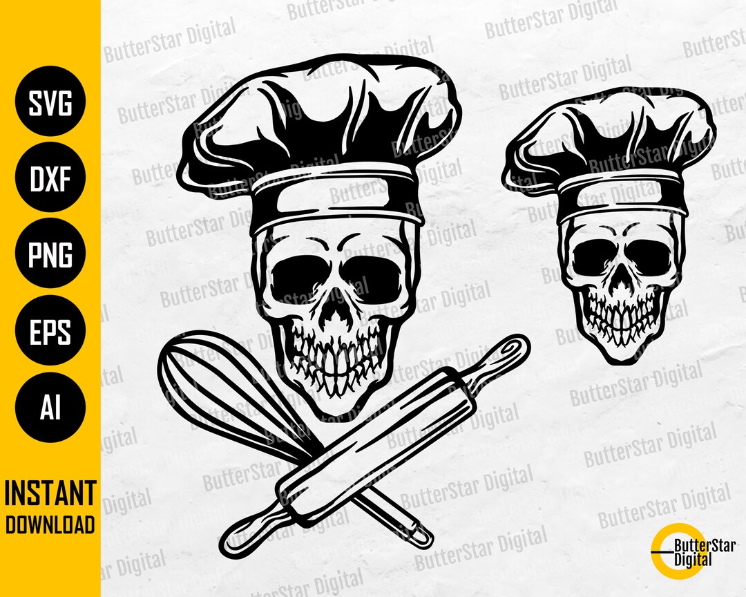 Baker Crossbones SVG | Rolling Pin Bake Cake Pastries Pastry Chef Cook ...