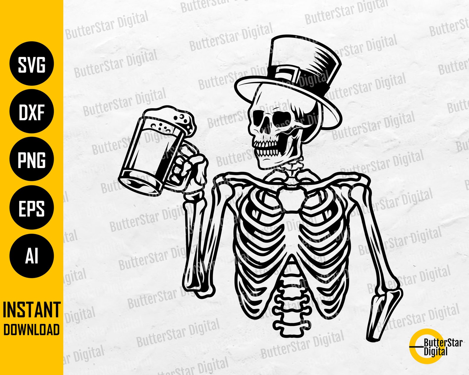 Skeleton Drinking SVG | Lager SVG | Draft Beer SVG | Alcoholic Drink ...
