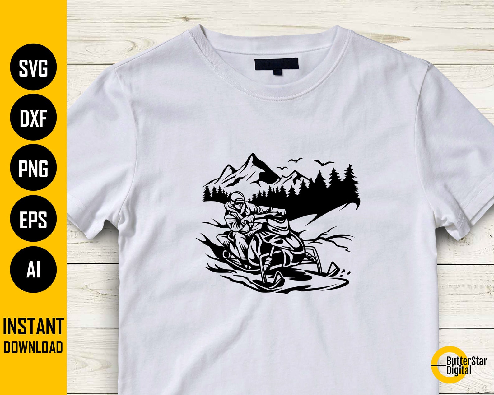 Snowmobile Scene SVG | Snow Vehicle SVG | Winter Decal Sticker T-shirt ...
