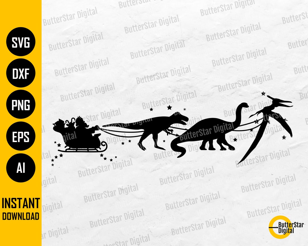 Dinosaur Sleigh Ride SVG Cute Dino Christmas SVG Santa - Etsy
