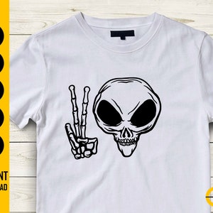 Alien Peace Sign SVG Skeleton Hand SVG Alien Decal Shirt Graphics ...