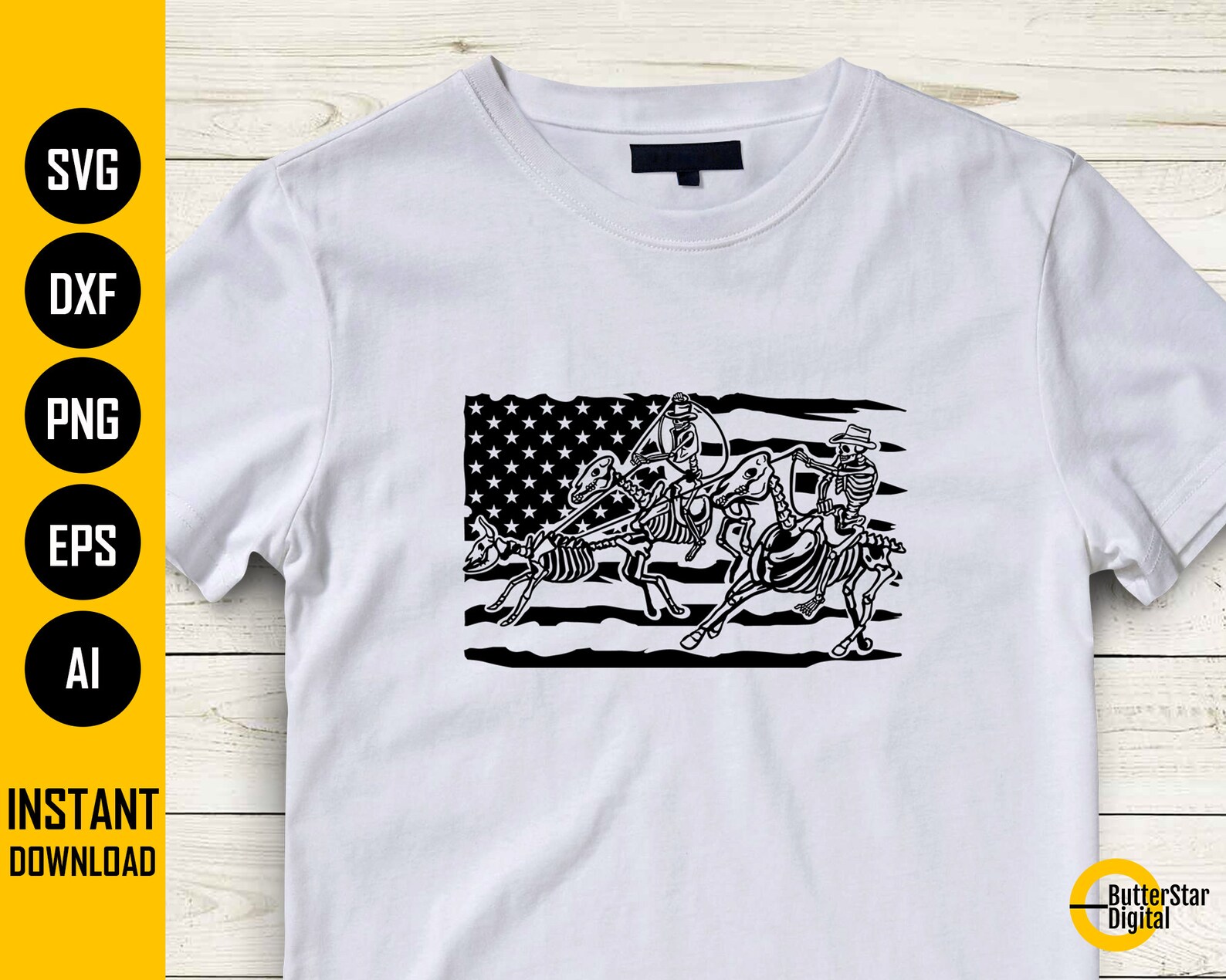 US Skeleton Team Roping SVG Cowboy Decals T-shirt Stickers - Etsy