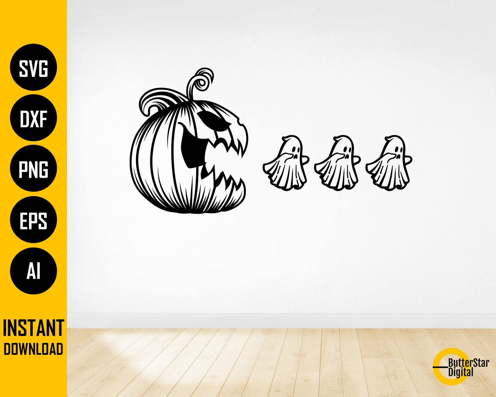 Pumpkin Chasing Ghosts SVG Halloween Home Decoration - Etsy