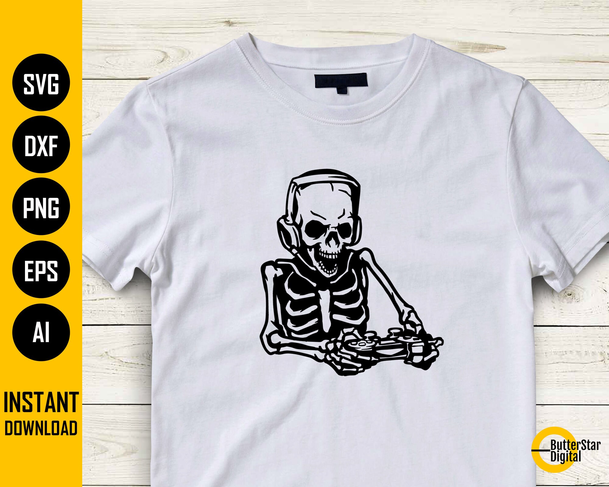 Skeleton Video Game Player SVG | Awesome Funny Gamer T-shirt Decals ...