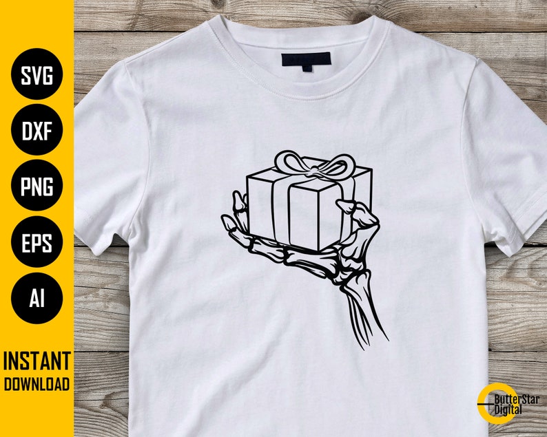Skeleton Hand Gift SVG Bone Give Present Tattoo Decal - Etsy