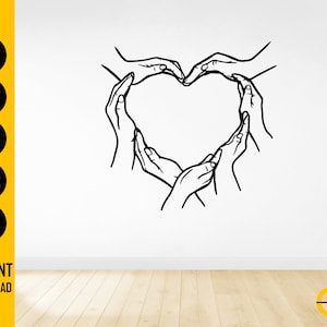 Group Heart Hands Sign SVG | Cute Love Decal T-shirt Sticker Art ...
