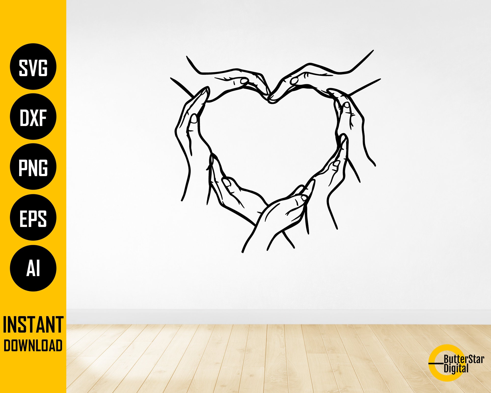 Group Heart Hands Sign SVG | Cute Love Decal T-shirt Sticker Art ...