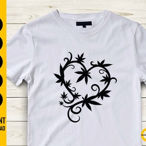 Cannabis Heart SVG | Marijuana Wreath SVG | Weed Love Shirt Decor Decal ...