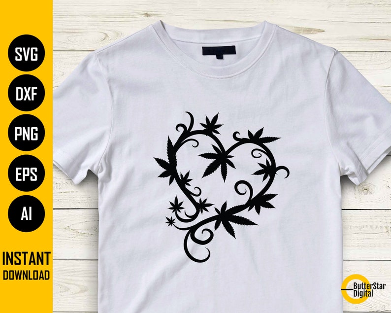 Cannabis Heart SVG | Marijuana Wreath SVG | Weed Love Shirt Decor Decal ...