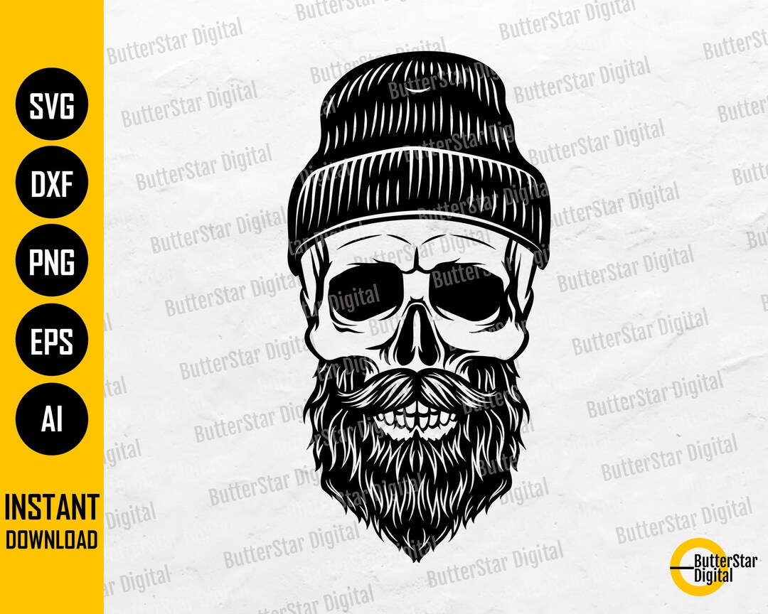 Lumberjack Skull SVG | Logger SVG | Bearded Skull With Beanie SVG ...
