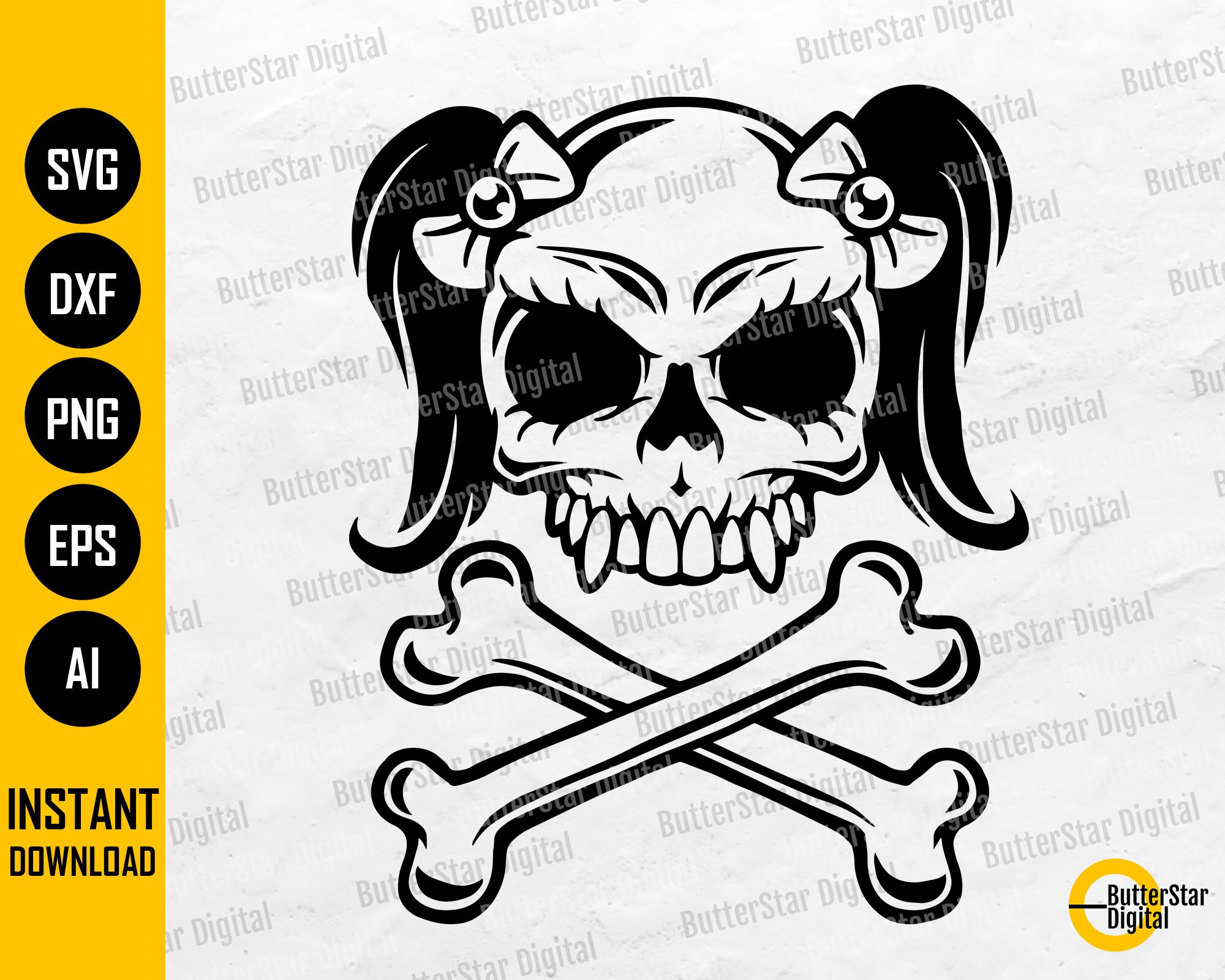 Cute Girl Crossbones SVG Crossed Bones SVG Halloween Decal - Etsy