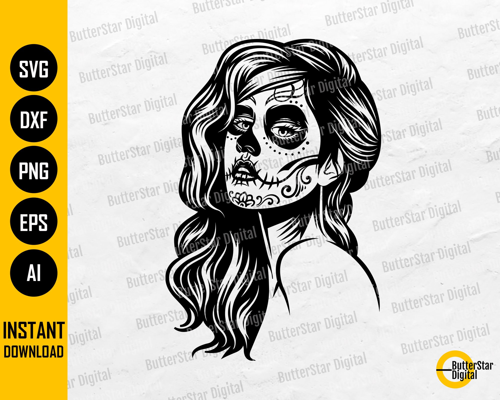 Sugar Skull Girl SVG | Calavera SVG | Catrina SVG | Mexican Mexico ...