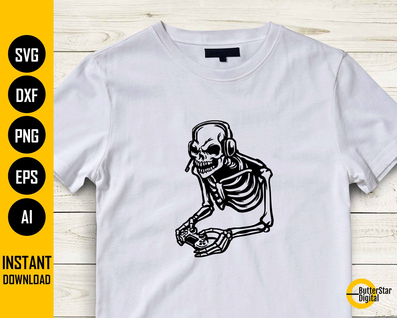 Skeleton Playing Video Games SVG Awesome Gamer T-shirt Decal - Etsy