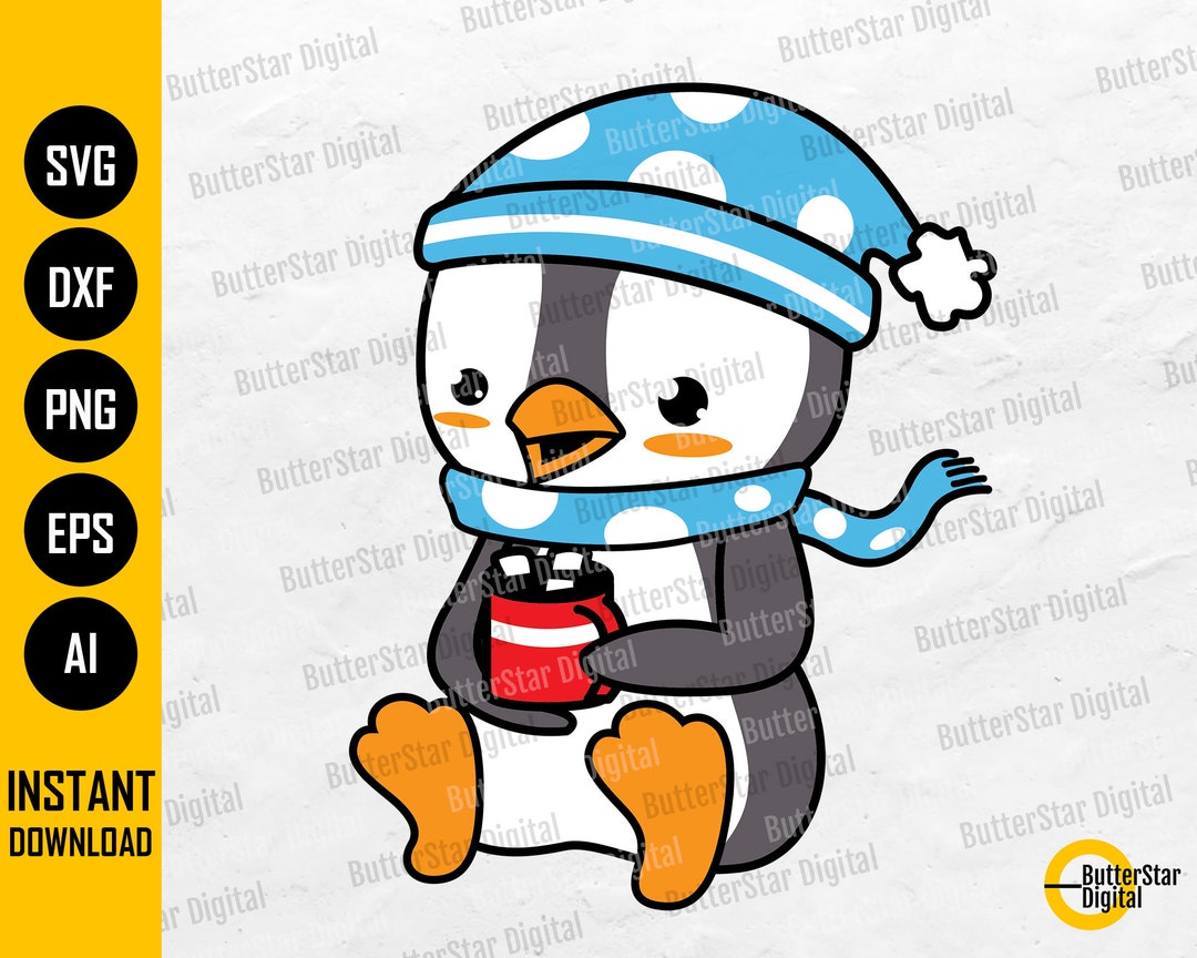 Penguin Hot Cocoa SVG Cute Winter SVG Animal Mug Shirt Gift Decal Wall ...