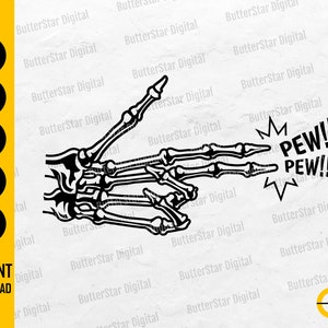 Skeleton Finger Gun SVG Pew Pew SVG Hand Sign Gesture Shirt Decal ...