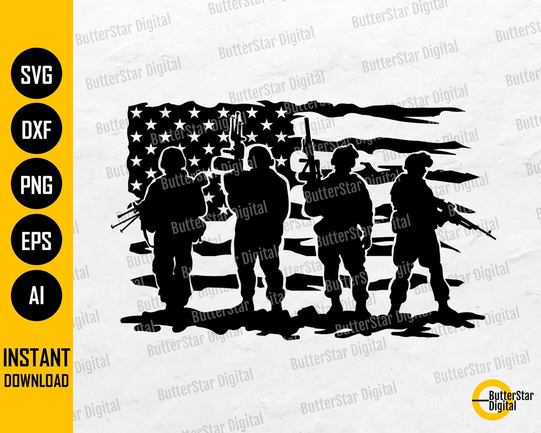 US Military Soldiers Svg | American Troops Svg | US Army Svg | USA Flag ...