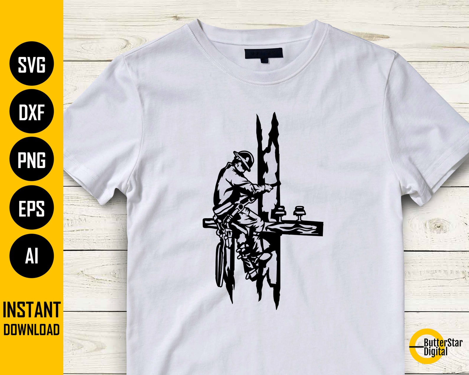 Lineman on Pole SVG Line Man SVG Power Lines SVG Cricut - Etsy