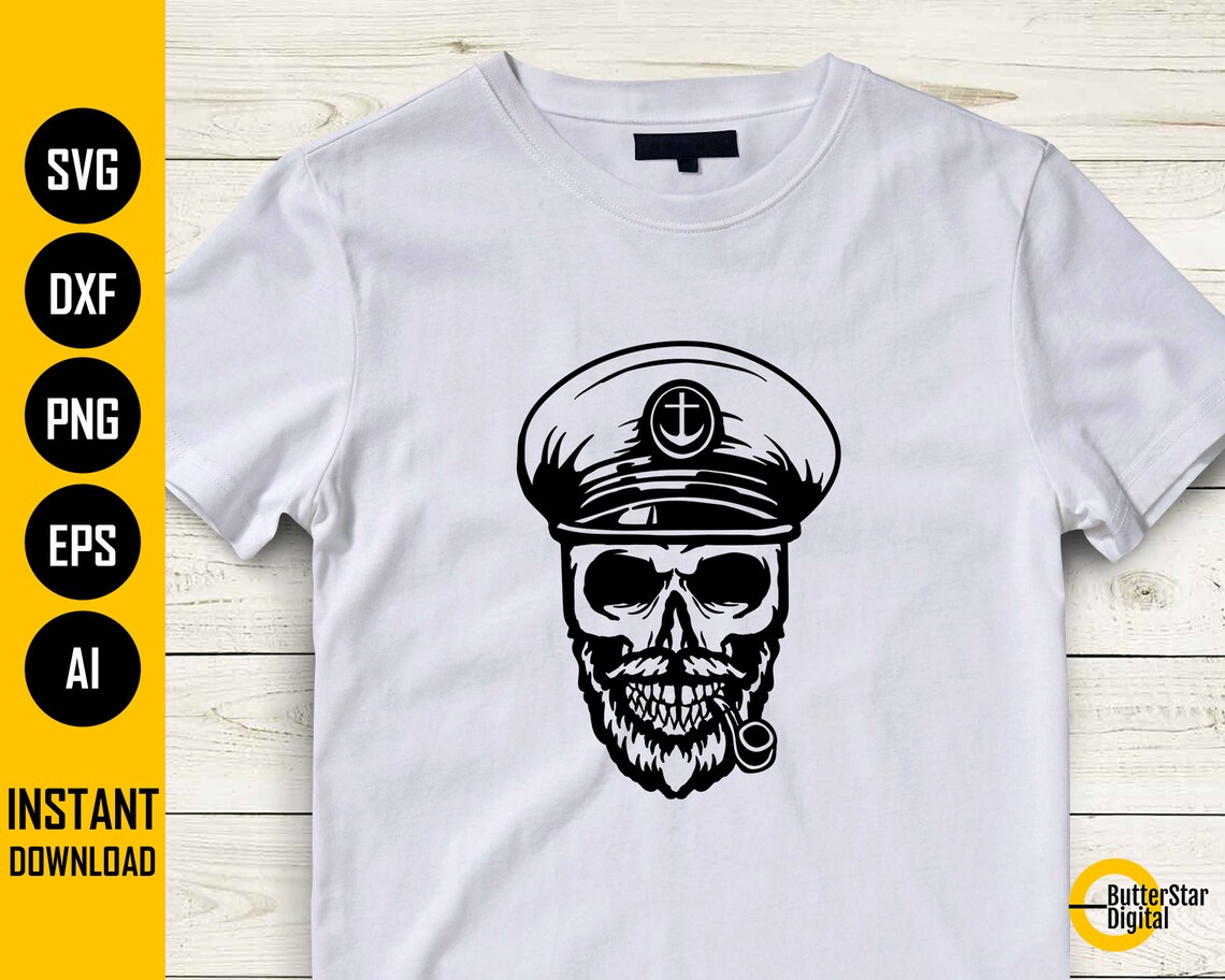 Skull Boat Captain SVG Sailing SVG Yacht Cruise Ship Ocean - Etsy