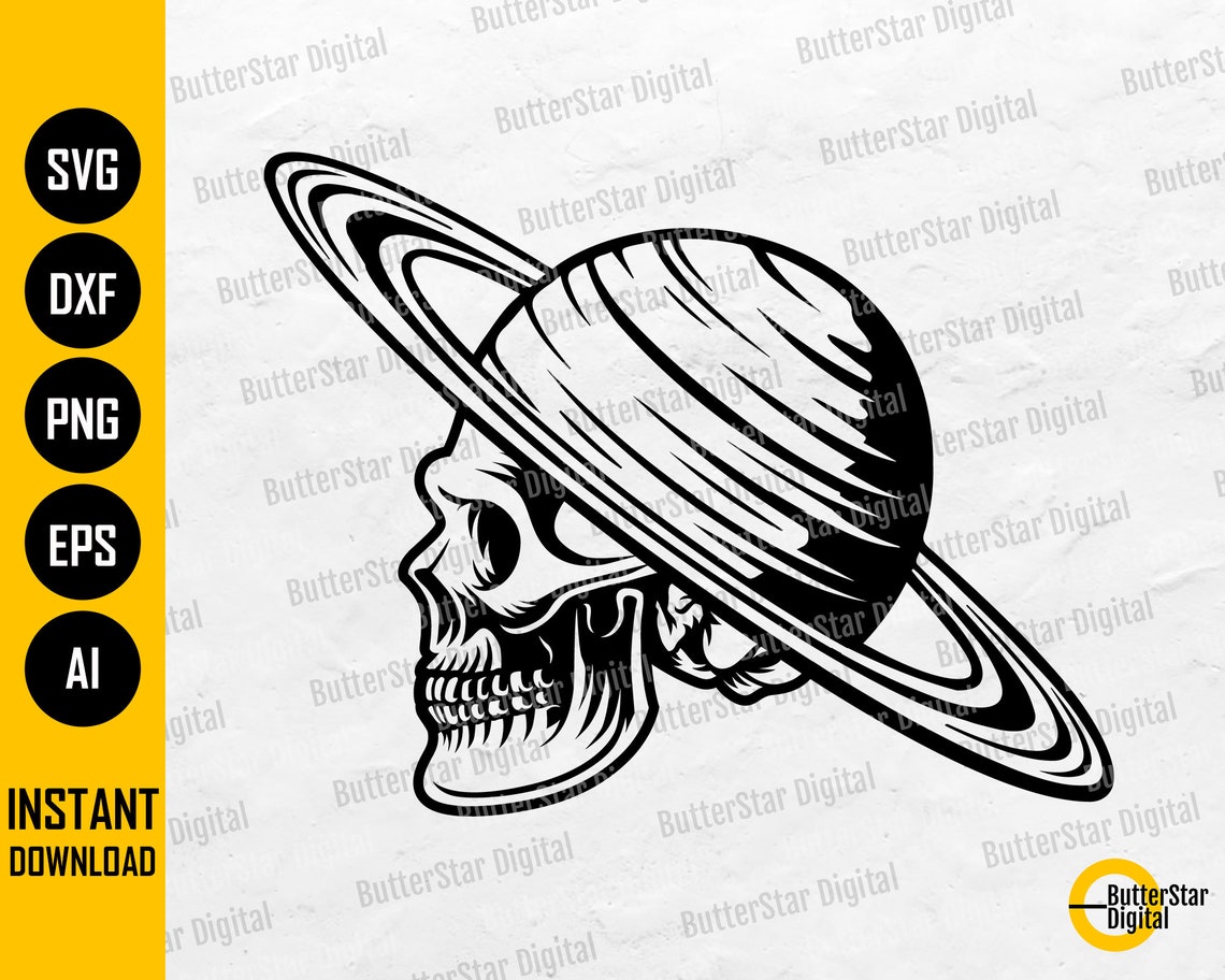Skull Planet SVG | Saturn SVG | Planet With Rings SVG | Celestial Svg ...