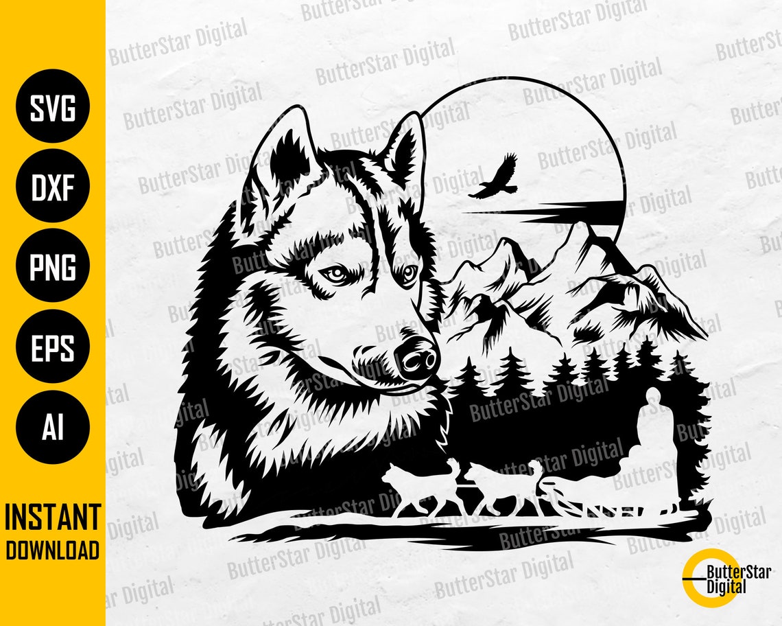 Sled Dogs SVG | Snow Mountains SVG | Pet Animal T-shirt Decal Graphic ...