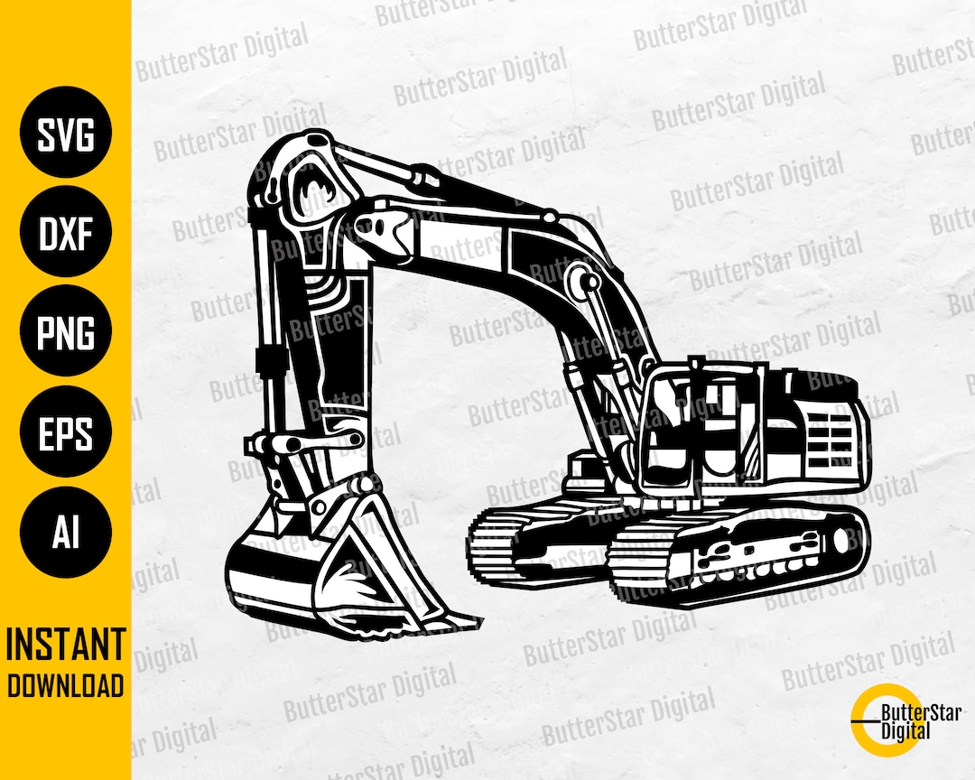 Excavator SVG File | Construction Vehicle SVG | Build Load Digger Mine ...
