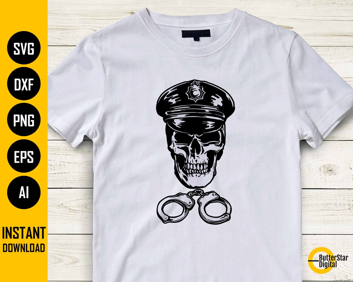 Police Skull With Handcuffs SVG Skeleton Cop SVG Emergency - Etsy