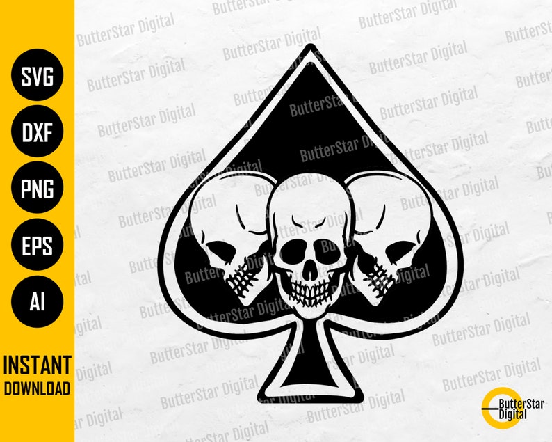 Spade Skulls SVG | Playing Cards SVG | Gothic Poker Decal T-shirt ...