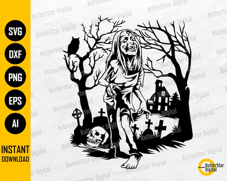 Zombie Girl SVG Scary Monster SVG Halloween Wall Art Decal - Etsy