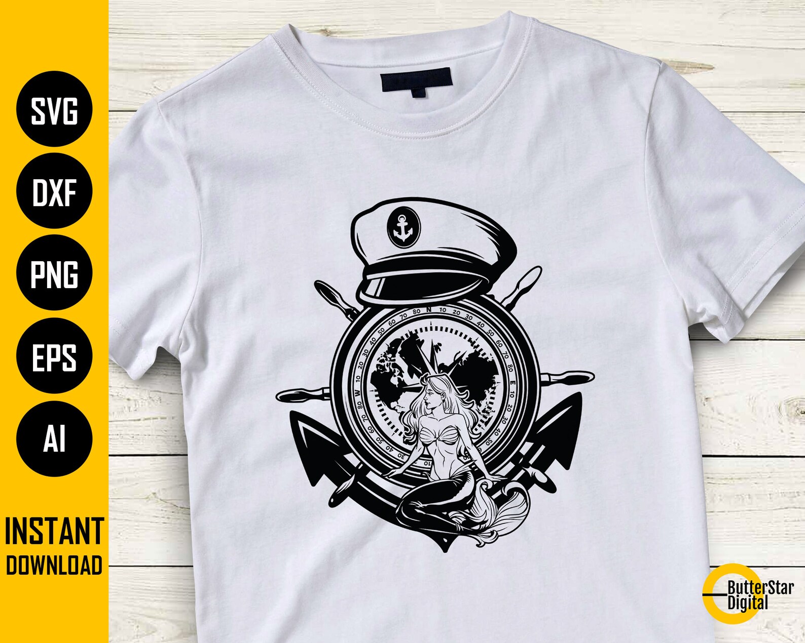 Sailor Anchor Compass SVG | Sail Mermaid Seaman Boat Ocean Sea Ship ...