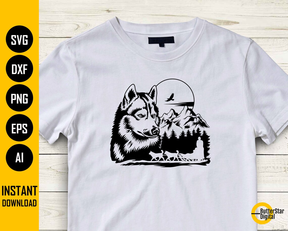 Sled Dogs SVG | Snow Mountains SVG | Pet Animal T-shirt Decal Graphic ...