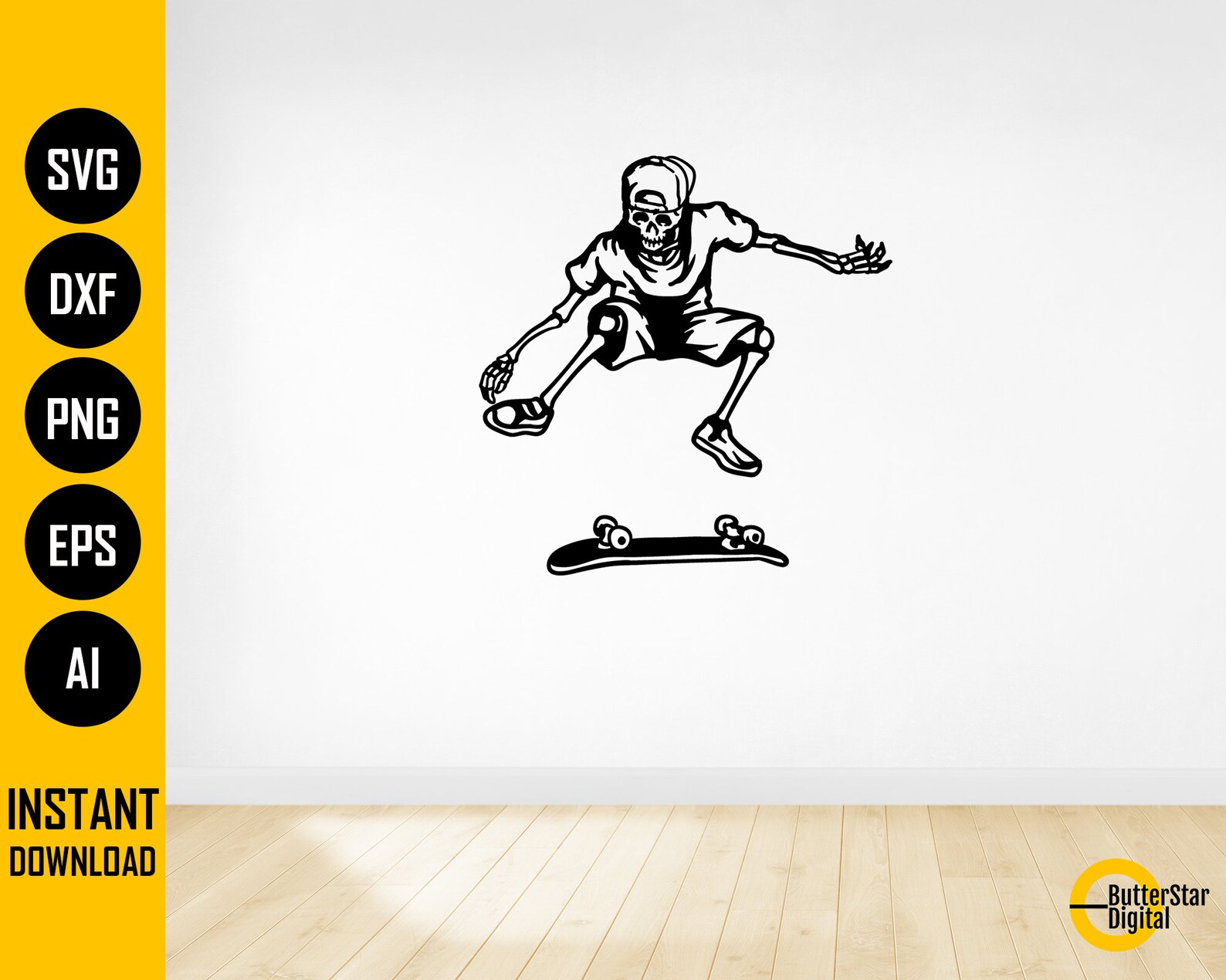 Skeleton Kickflip SVG | Kick Flip SVG | Skateboard T-shirt Decal ...