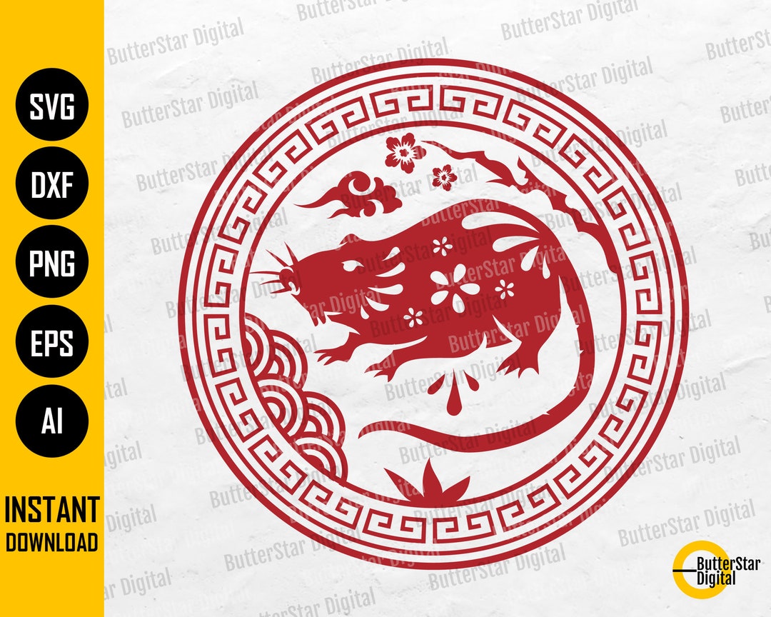 Rat SVG | Chinese Zodiac Sign Card T-shirt Sign Decor Decal Decoration ...