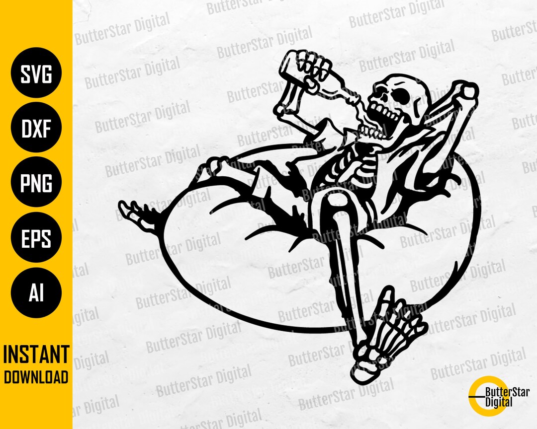 Bean Bag Skeleton SVG | Beach Skull SVG | Floater SVG | Beer Drink ...