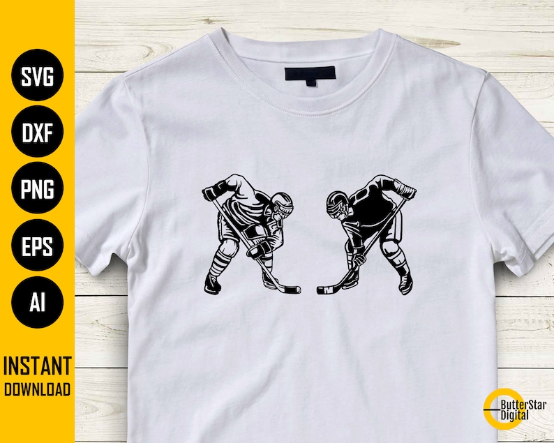 Hockey Face-off SVG Ice Hockey Player Illustration Drawing - Etsy