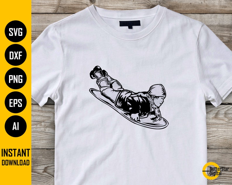 Kid Sledding SVG Fun Winter SVG Snow Sled Illustration - Etsy