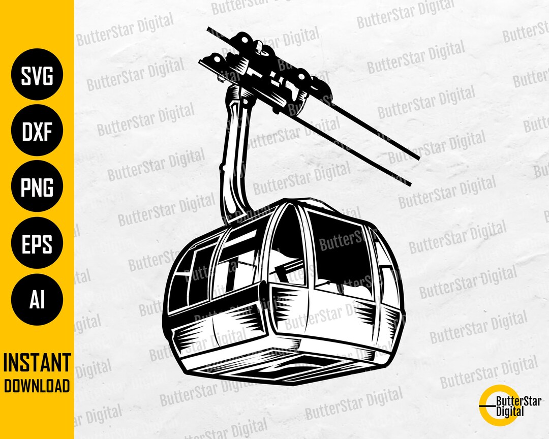 Cable Car SVG | Aerial Tramway Illustration Drawing Decal Vinyl ...