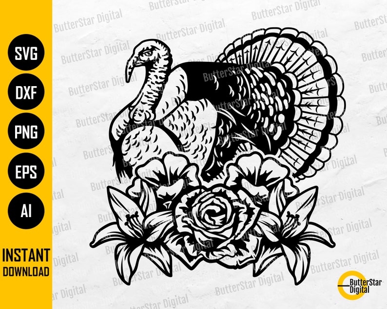 Floral Wild Turkey SVG | Turkey Hunter SVG | Hunting T-shirt Decal ...