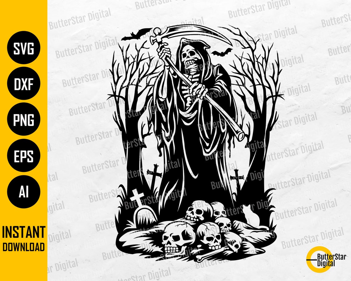 Death SVG Grim Reaper SVG T-shirt Decal Vinyl Stencil - Etsy