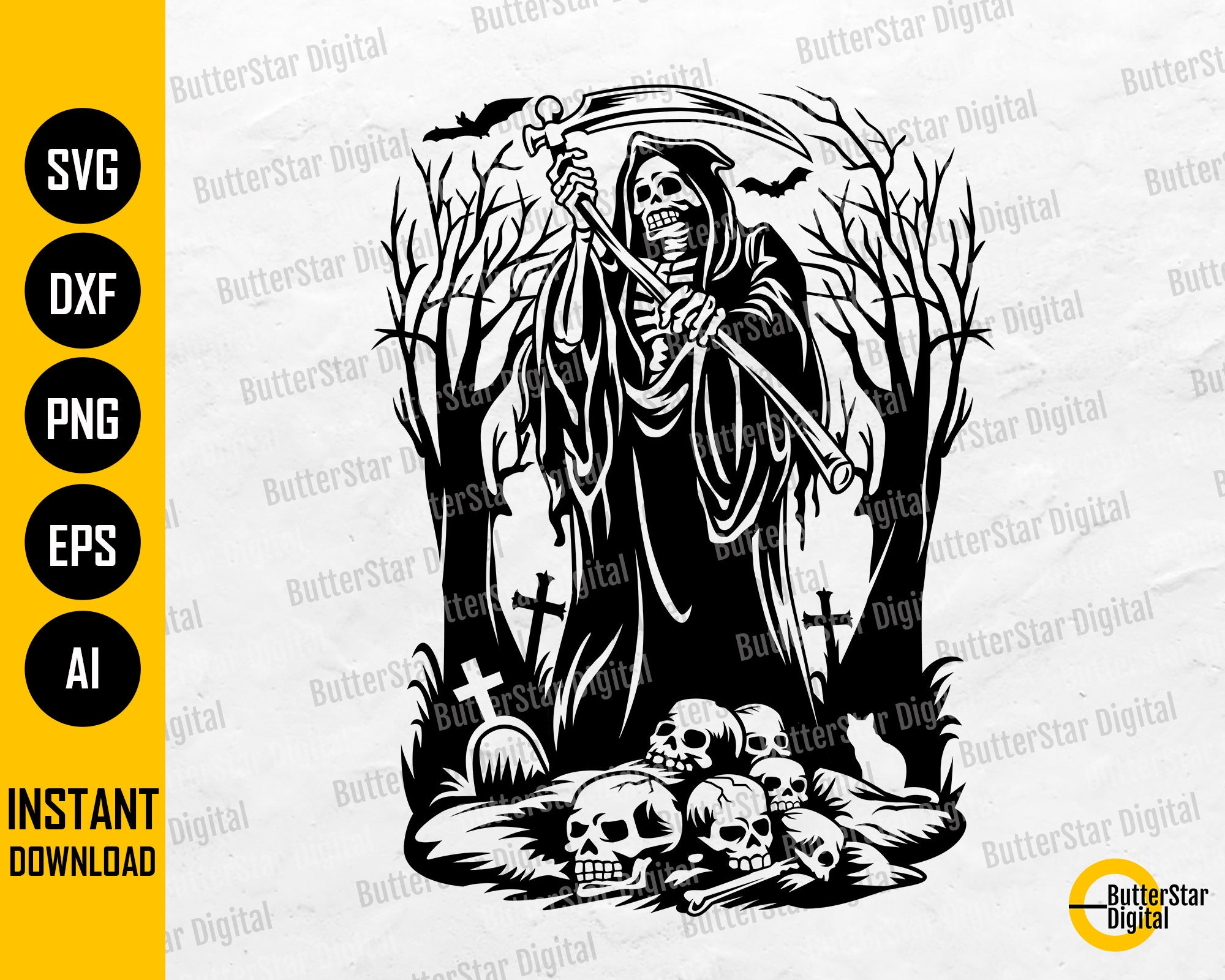 Death SVG Grim Reaper SVG T-shirt Decal Vinyl Stencil - Etsy UK