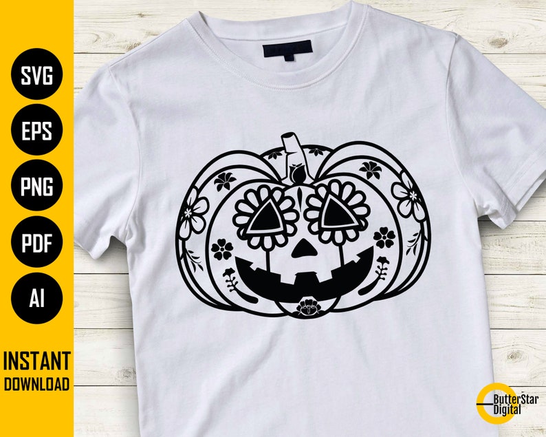 Jack O'lantern Sugar Skull SVG Halloween Pumpkin - Etsy