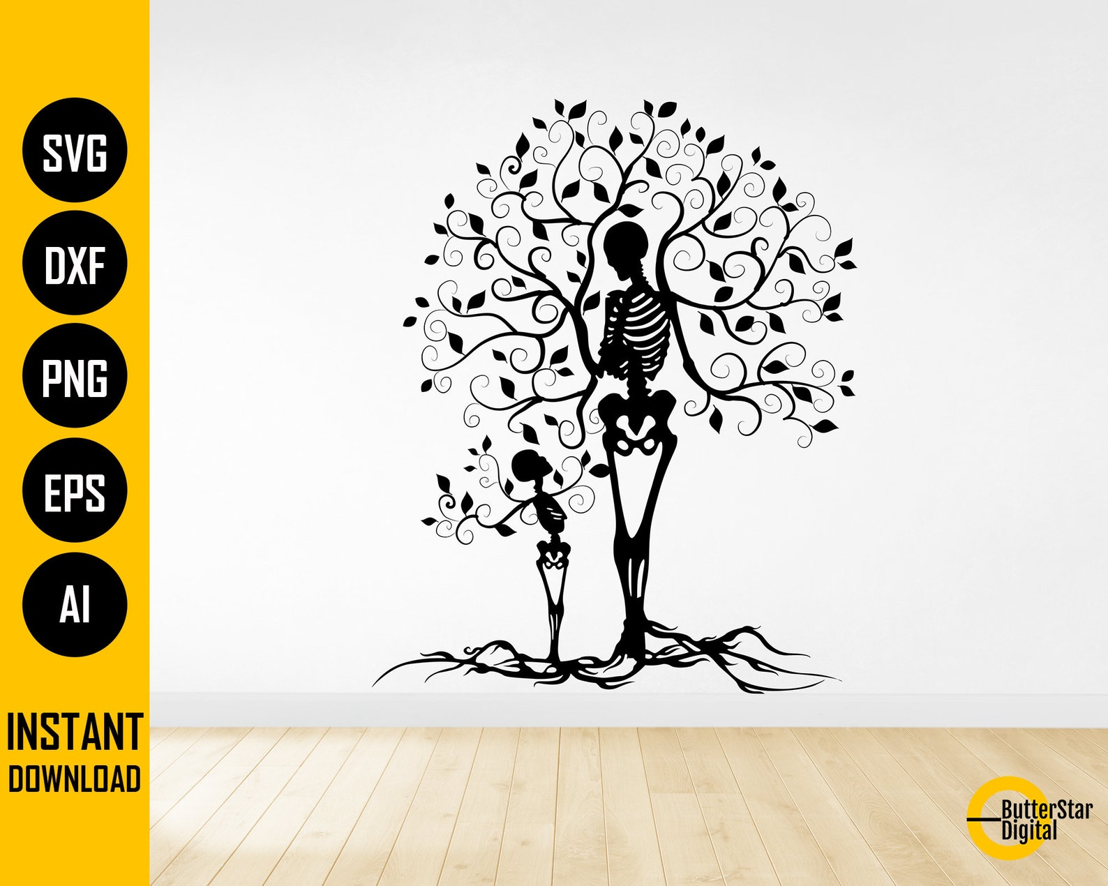 Skeleton Parent Tree SVG | Eternal Love SVG | Gothic Decal T-shirt Wall ...