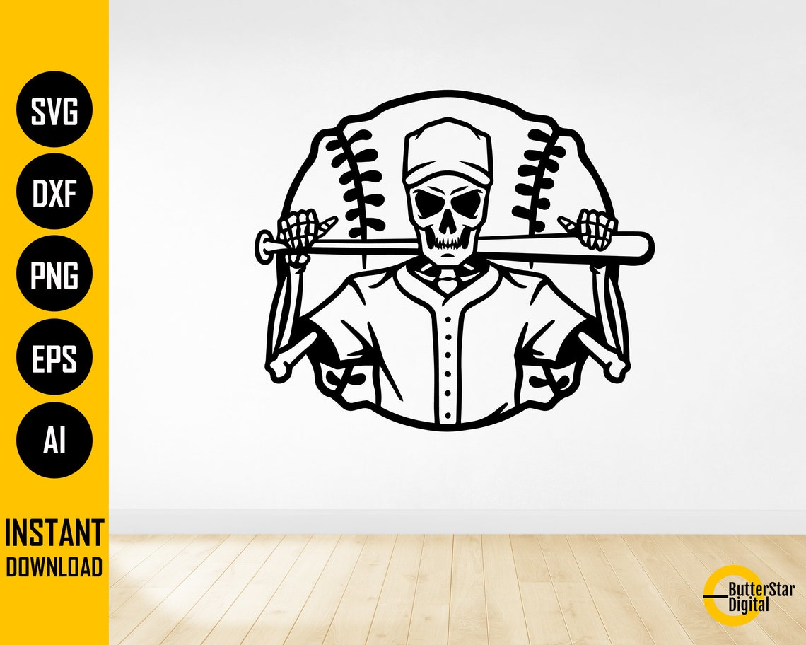 Baseball Skeleton SVG | Batter SVG | Sports T-shirt Sticker Decal ...
