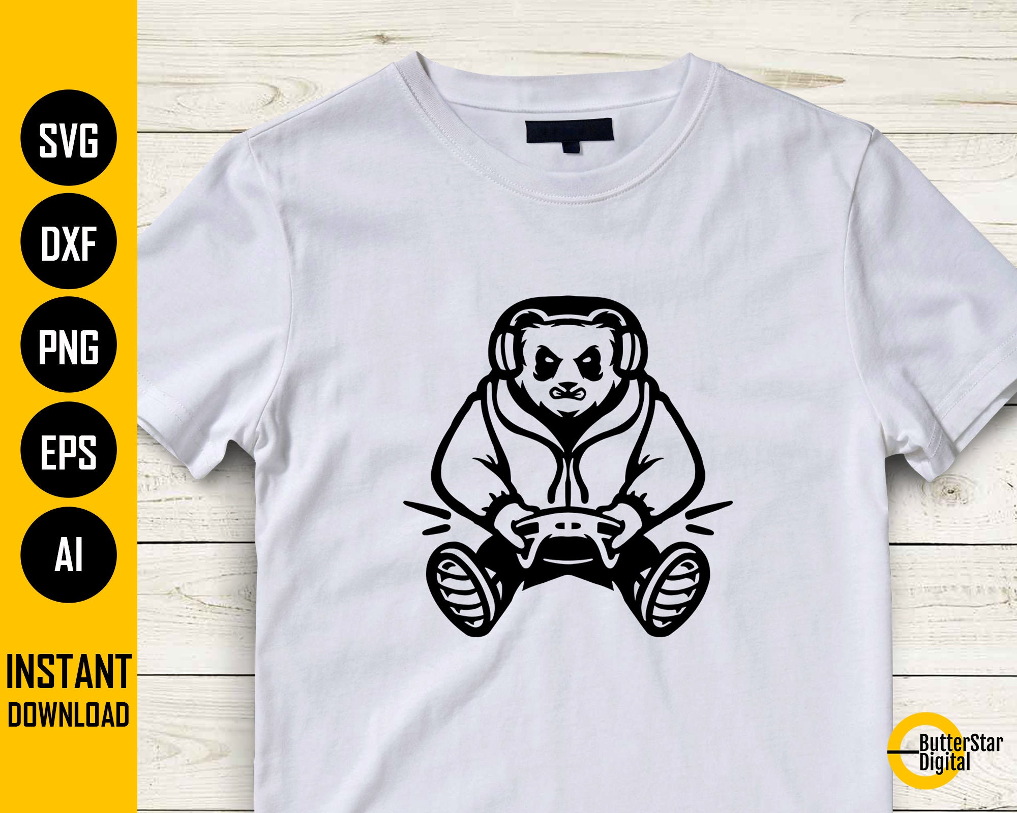 Gamer Panda SVG | Video Games SVG | Gaming T-shirt Decal Sticker Gift ...