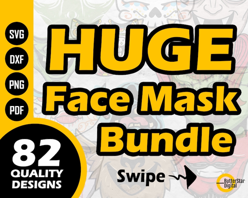 HUGE Face Mask BUNDLE SVG | 82 Quality Unique Original Facemask Designs ...