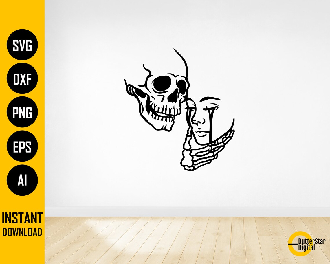 Skeleton With Crying Woman SVG Sad Girl SVG Depressed - Etsy