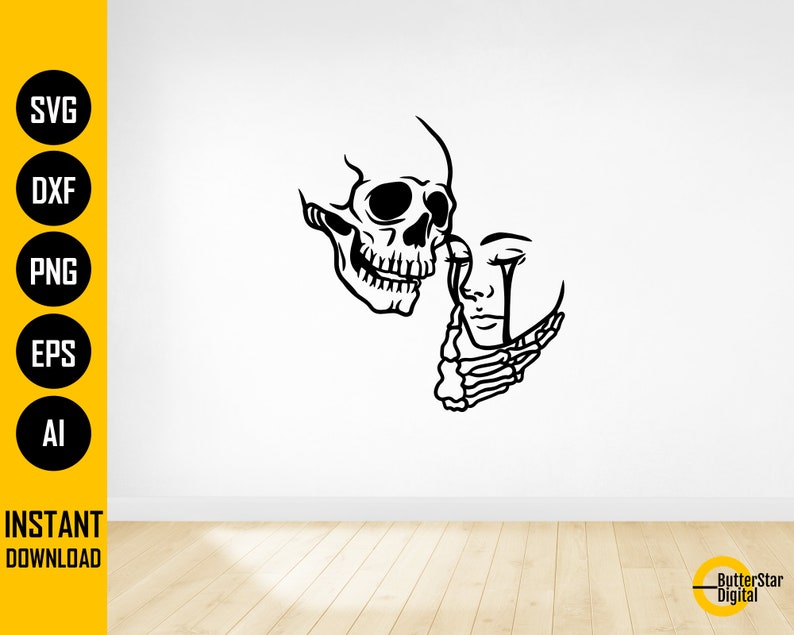 Skeleton With Crying Woman SVG Sad Girl SVG Depressed - Etsy