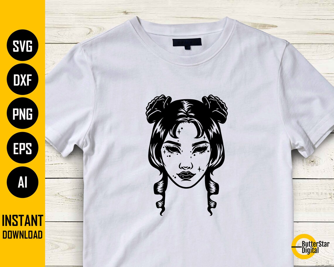 Celestial Goth Girl SVG | Gothic Woman SVG | Witchy T-shirt Decal ...
